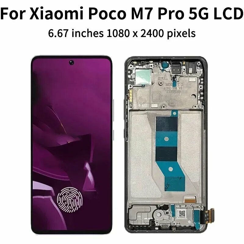 6.67 дюймов AMOLED для Poco M7 Pro 5G, 2409FPCC4G, 2409FPCC4I, LCD дисплей с рамкой, сенсорный экран, сборка панели дигитайзера, зеленый