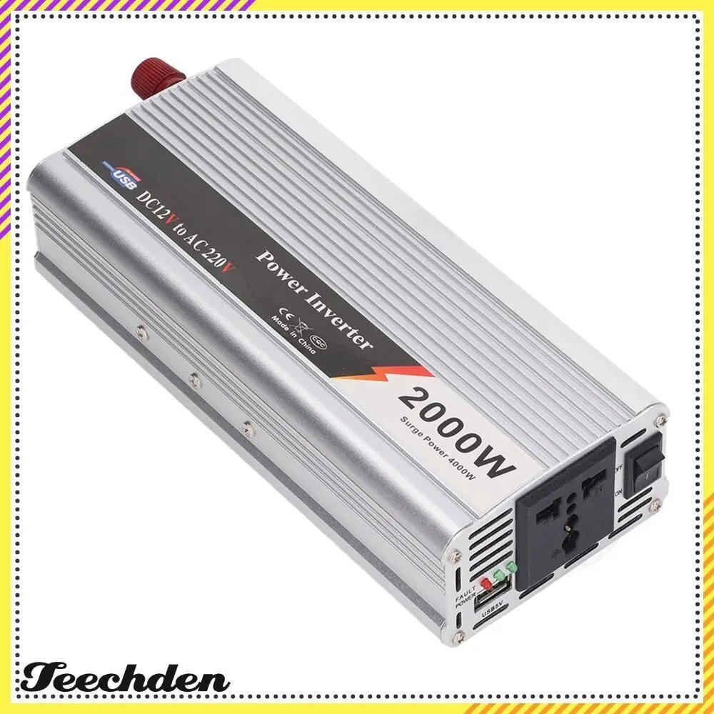 Автомобильный инвертор 2000W DC 12V to AC 220V Power Inverter with USB — фото 1
