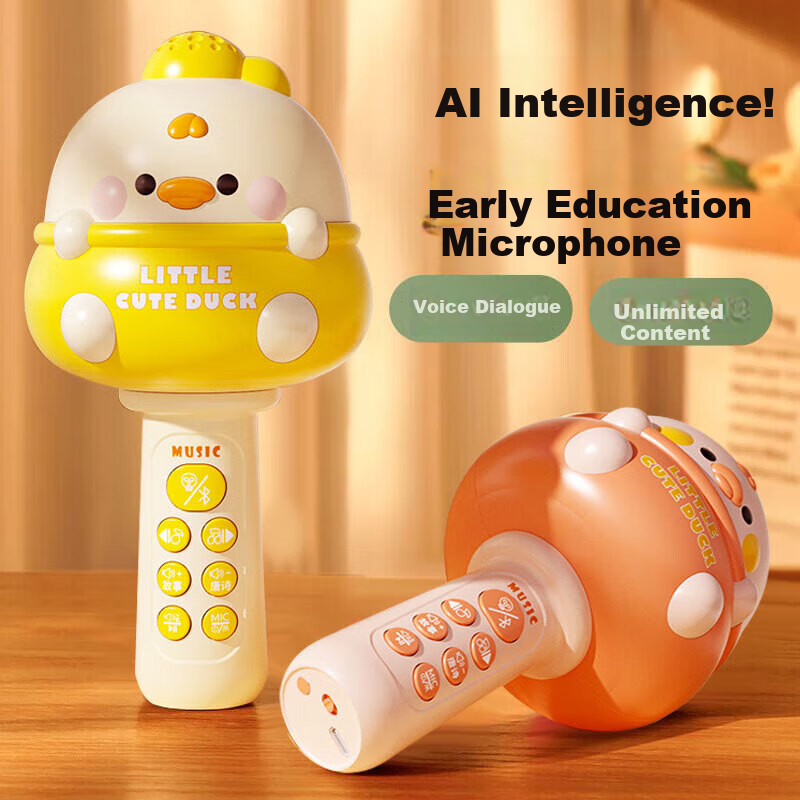 Микрофон-динамик Leilang для детей 3-6 лет Bluetooth-игрушка Цвет：AI-свисток-утка Bluetooth (желтый) одиночный