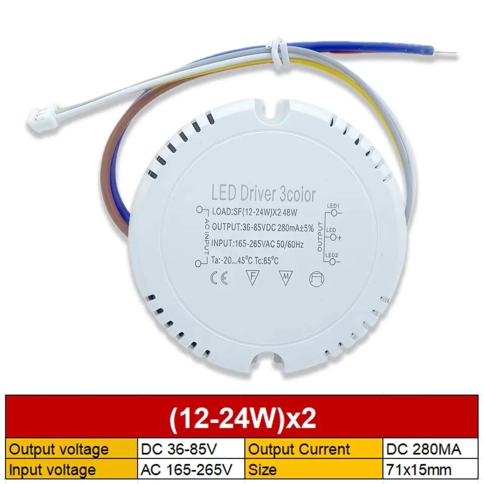 LED драйвер Symcore 8-100Вт DC 24-80В 60В-130В (12-24W)x2