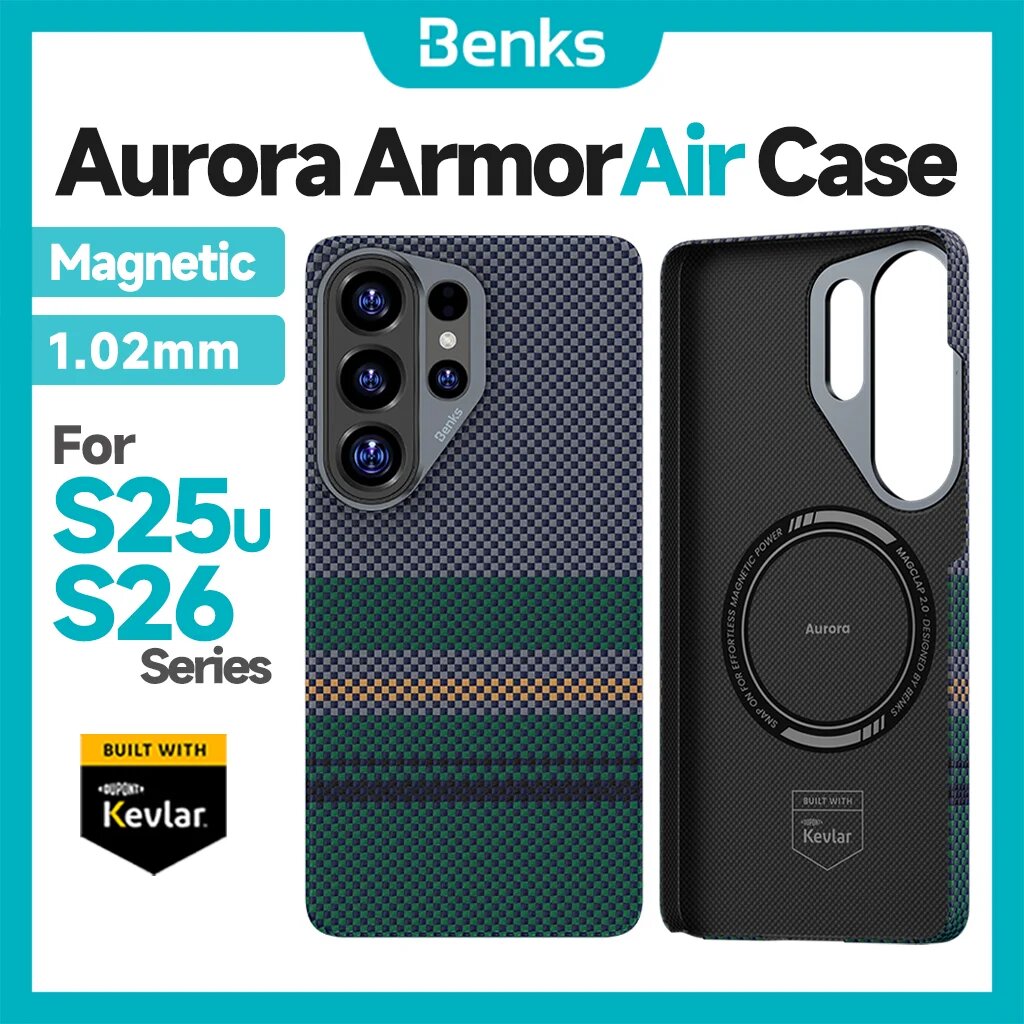 Чехол Benks Aurora ArmorAir для Samsung Galaxy S26 Ultra, кевлар 600D, MagSafe