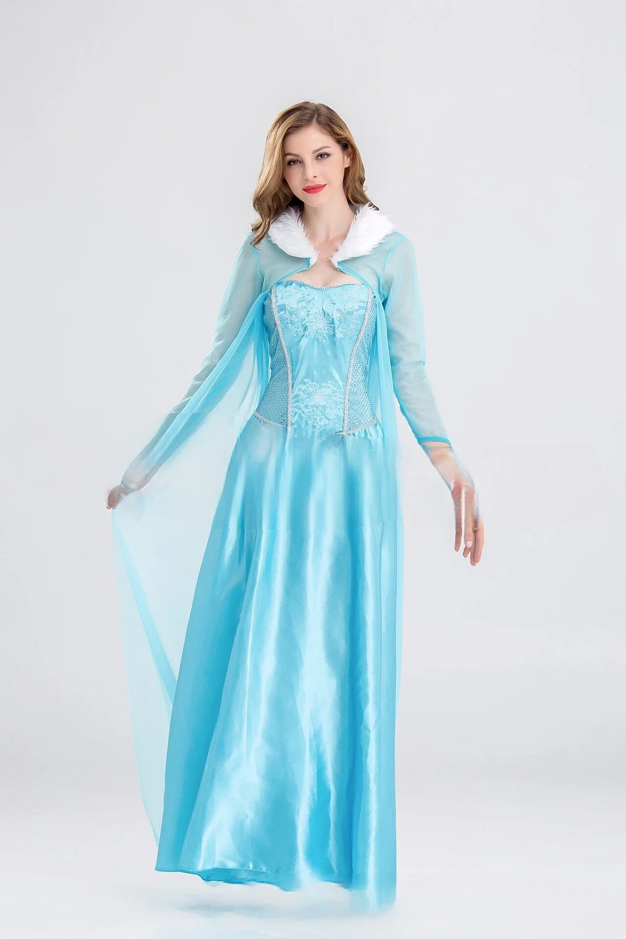 Костюм Принцессы Эльзы для взрослых XL, Голубой, SKY BLUE