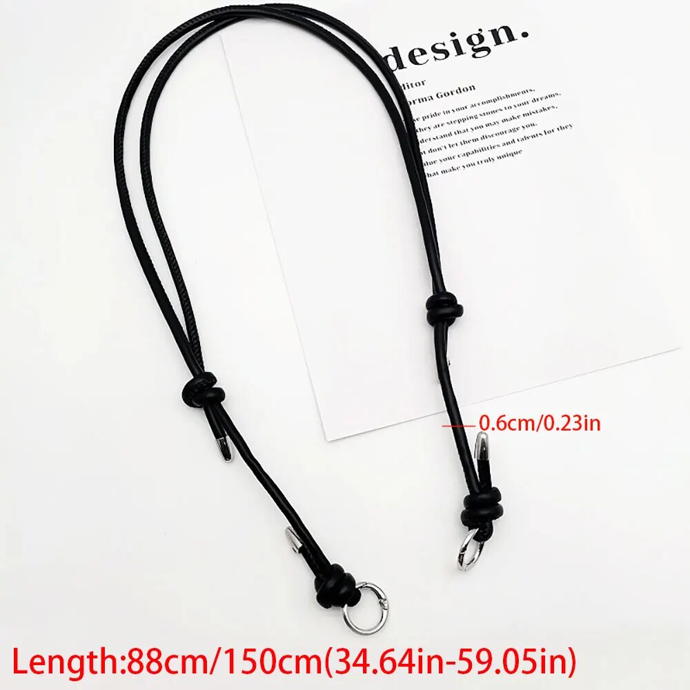1 Шт. Длинный Регулируемый Кожаный Ремень Для Сумки, Сменный Ремень Через Плечо Черный, Black Silver