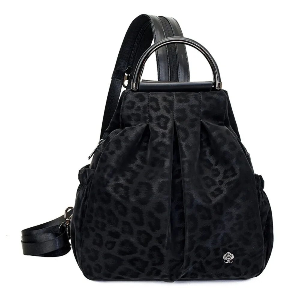 Модный рюкзак с леопардовым принтом, повседневная многофункциональная школьная сумка, Черный, Black