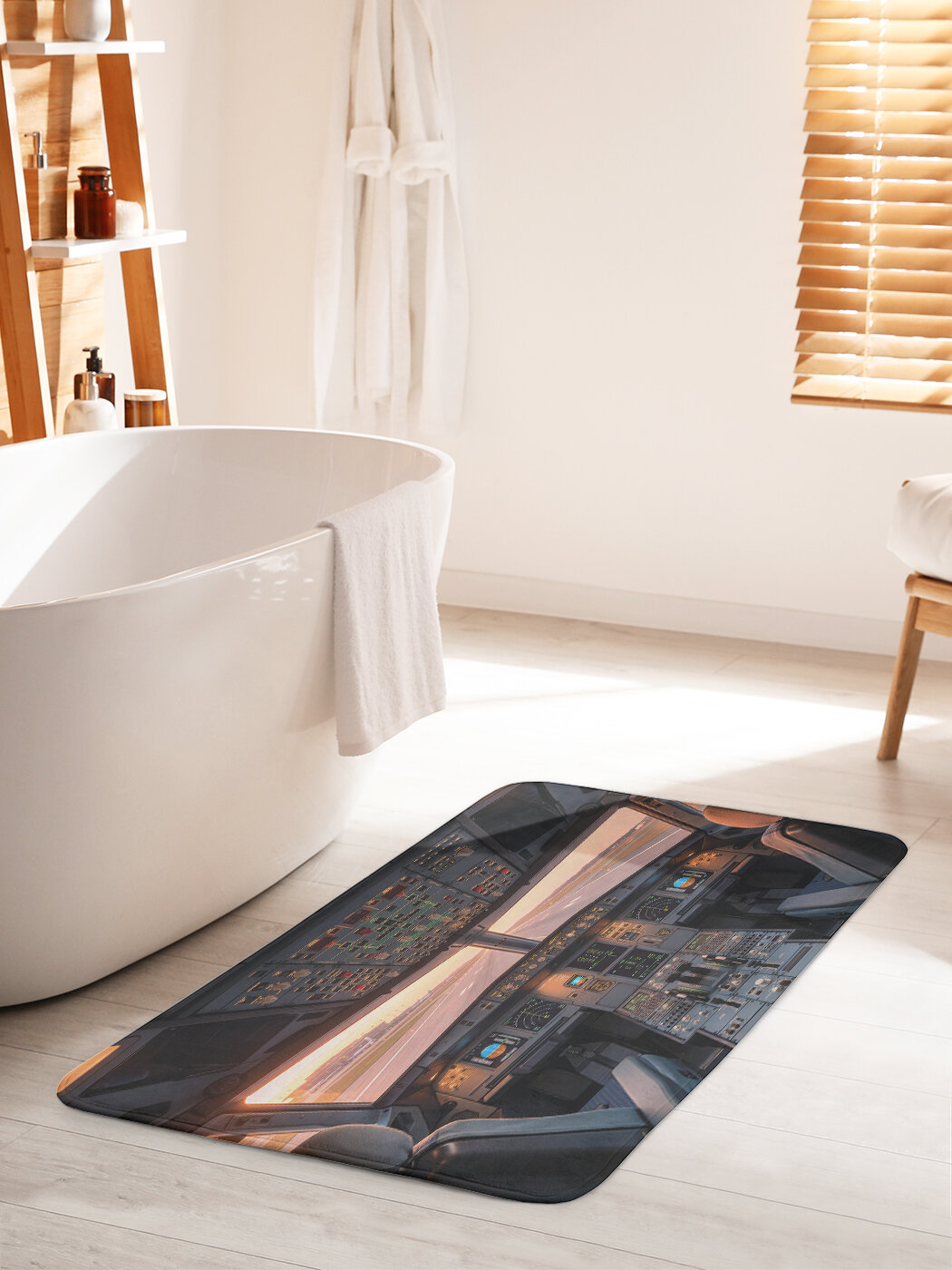 Коврик для ванной комнаты и туалета противоскользящий "Кабина пилота" 60х100 см, JoyArty