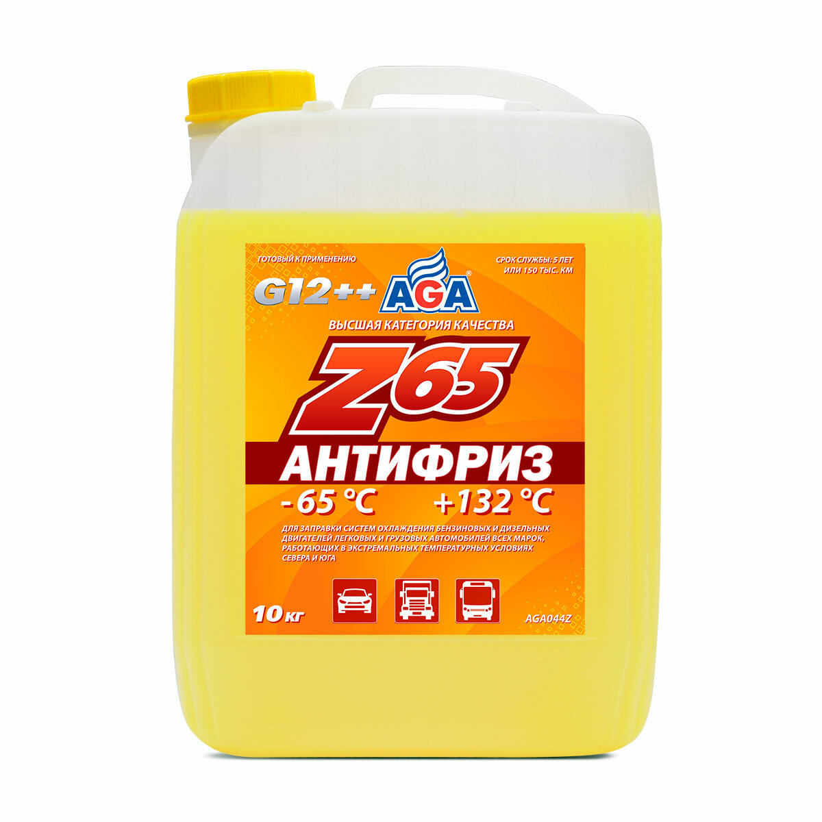 Антифриз AGA Z65 желтый, G12++ (10 кг.) AGA044Z