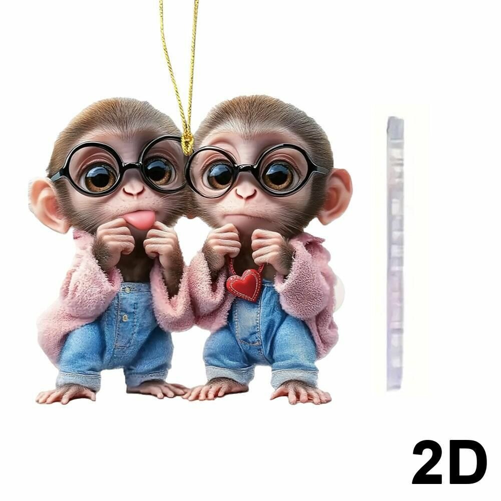 2D акриловые Подвеска, Обезьяна в очках, подходят для автомобилей, сумок, ключей и т. д.