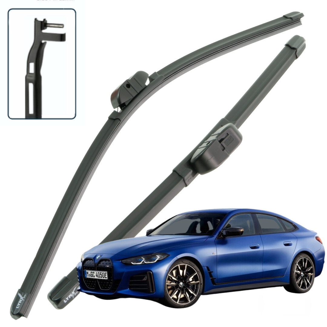 Дворники BMW i3 I01 / БМВ И4 2013 2014 2015 2016 2017 2018 Щетки стеклоочистителя бескаркасные автомобильные LYNXauto 750мм-530мм к-т 2шт.