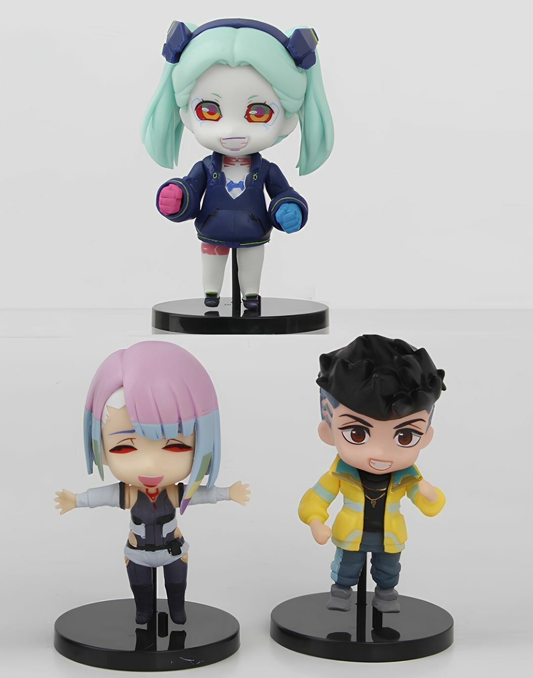Набор фигурок Киберпанк Дэвид, Люси, Ребекка / Cyberpunk David, Lucy, Rebecca 3шт (10см, пакет), наборы игровые с фигуркой