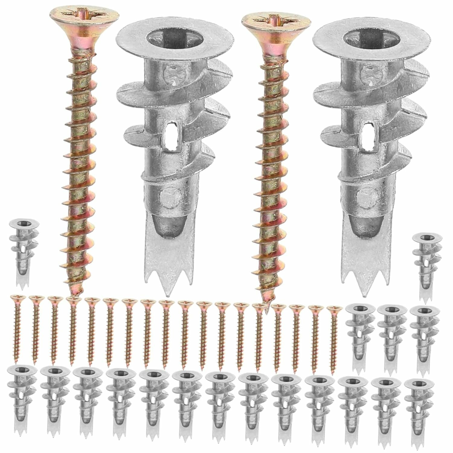 20 комплектов сверхмощных самосверлящих анкеров для гипсокартона с винтами Расширение полых стен для надежного крепления