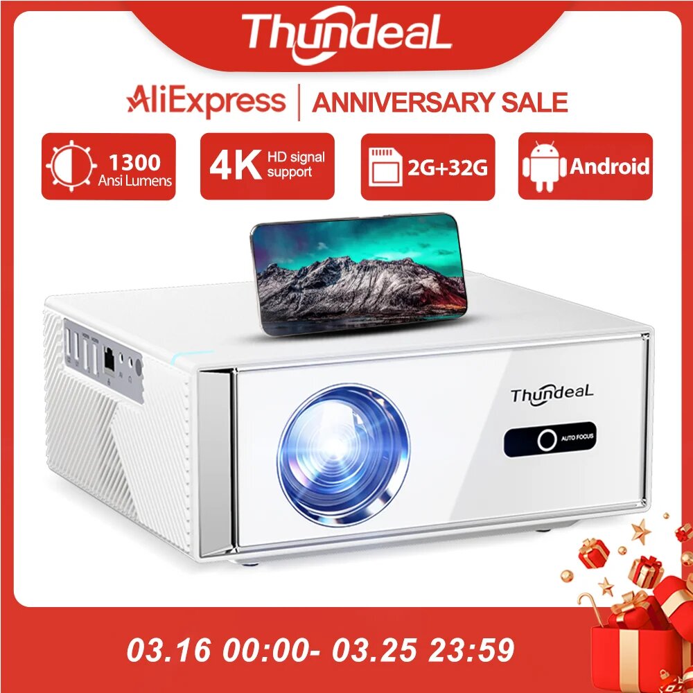 Проектор ThundeaL TD95W 1080P 2ГБ 32ГБ Европейская вилка (EU Plug)