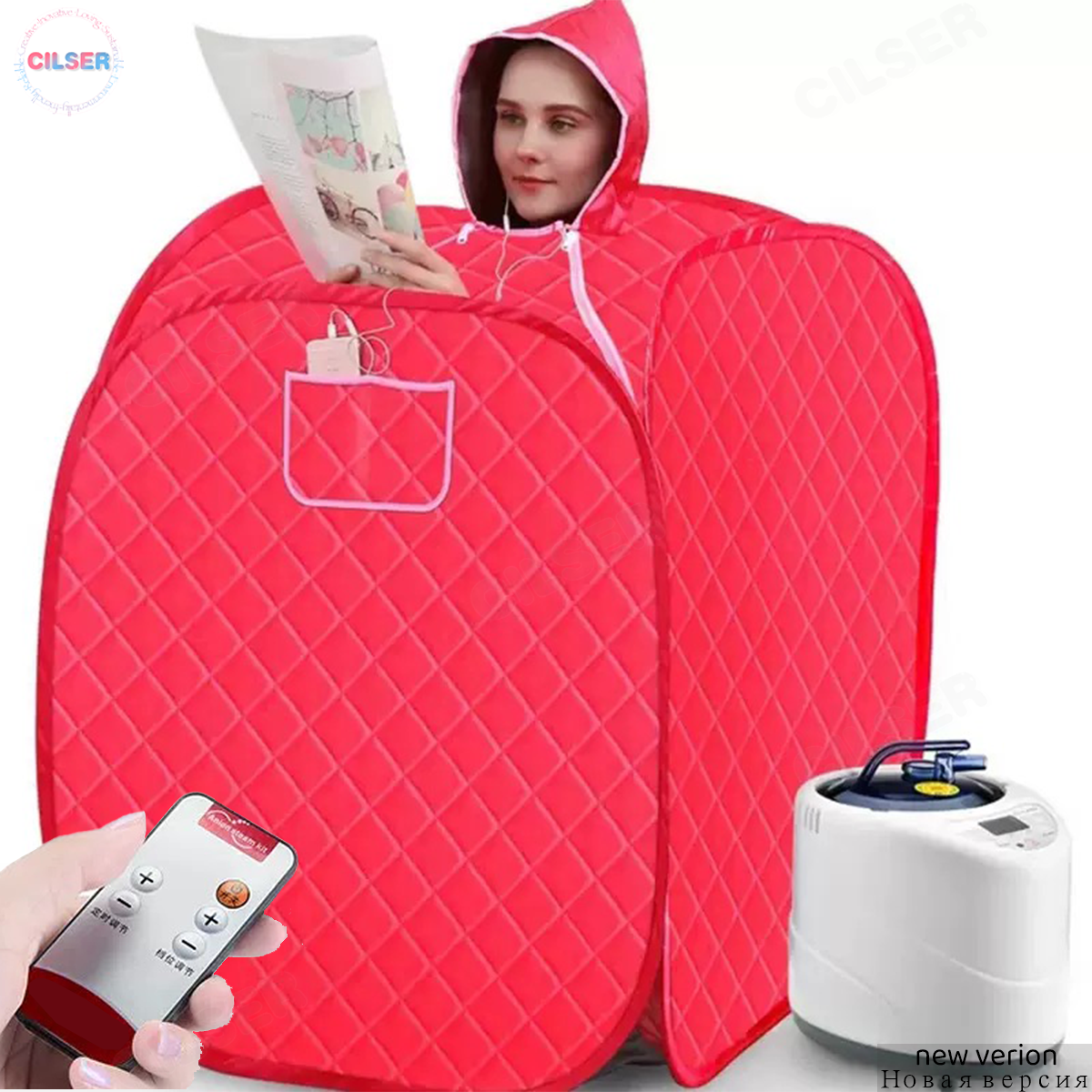 Портативная паровая сауна, портативная, сауна, Пар, красный, 85x70x70cm