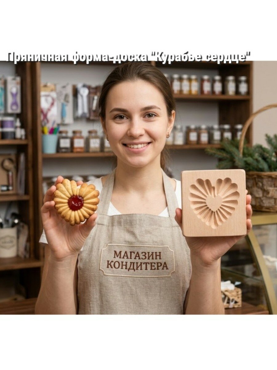 Пряничная форма-доска "Курабье сердце" для формирования пряника