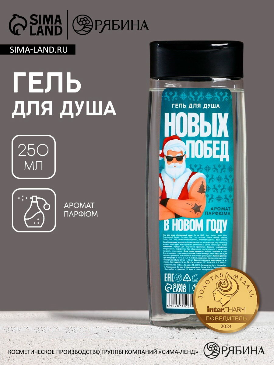 Гель для душа "Побед в Новом Году!", 250 мл, аромат мужского парфюма