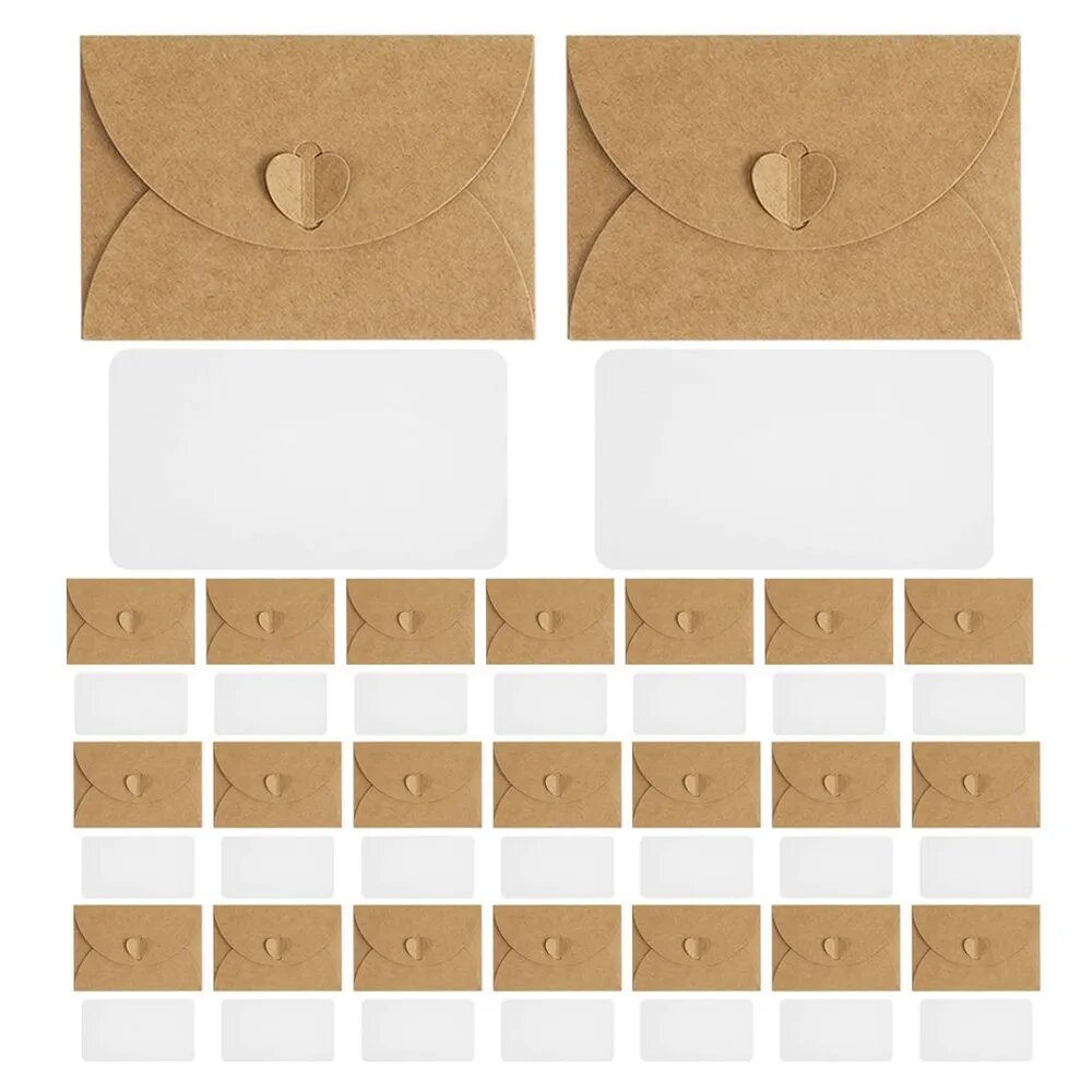 50 Наборов Конвертов Для Выпускного Вечера Из Крафт-бумаги с Сердечками