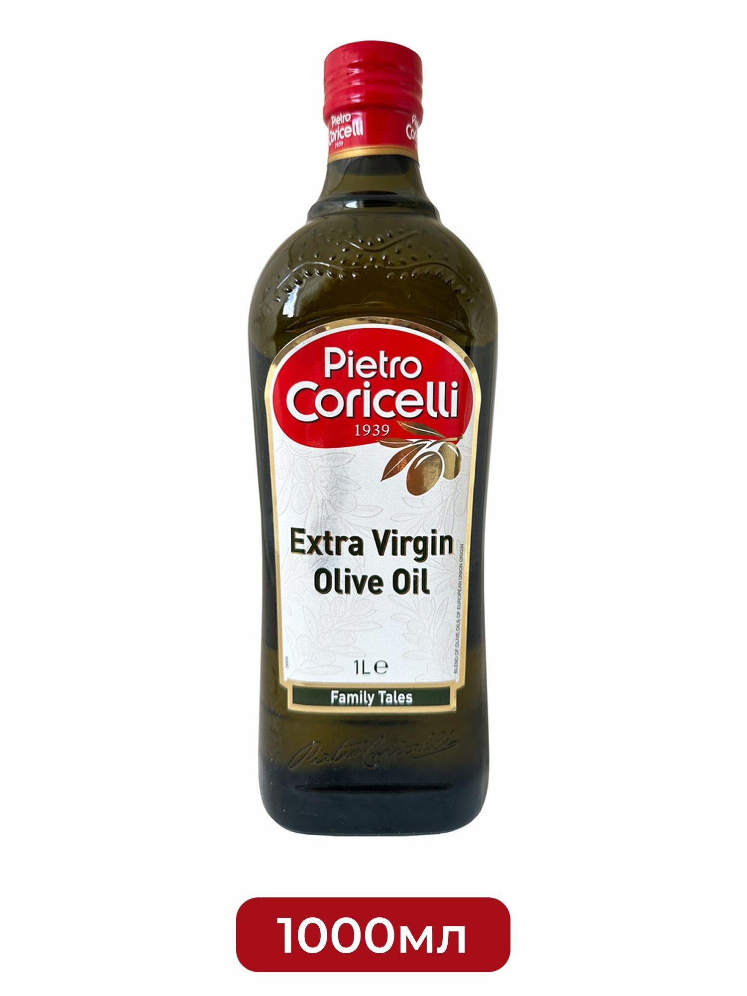Масло оливковое Pietro Coricelli Extra Virgin нерафинированное, стекло, 1л.