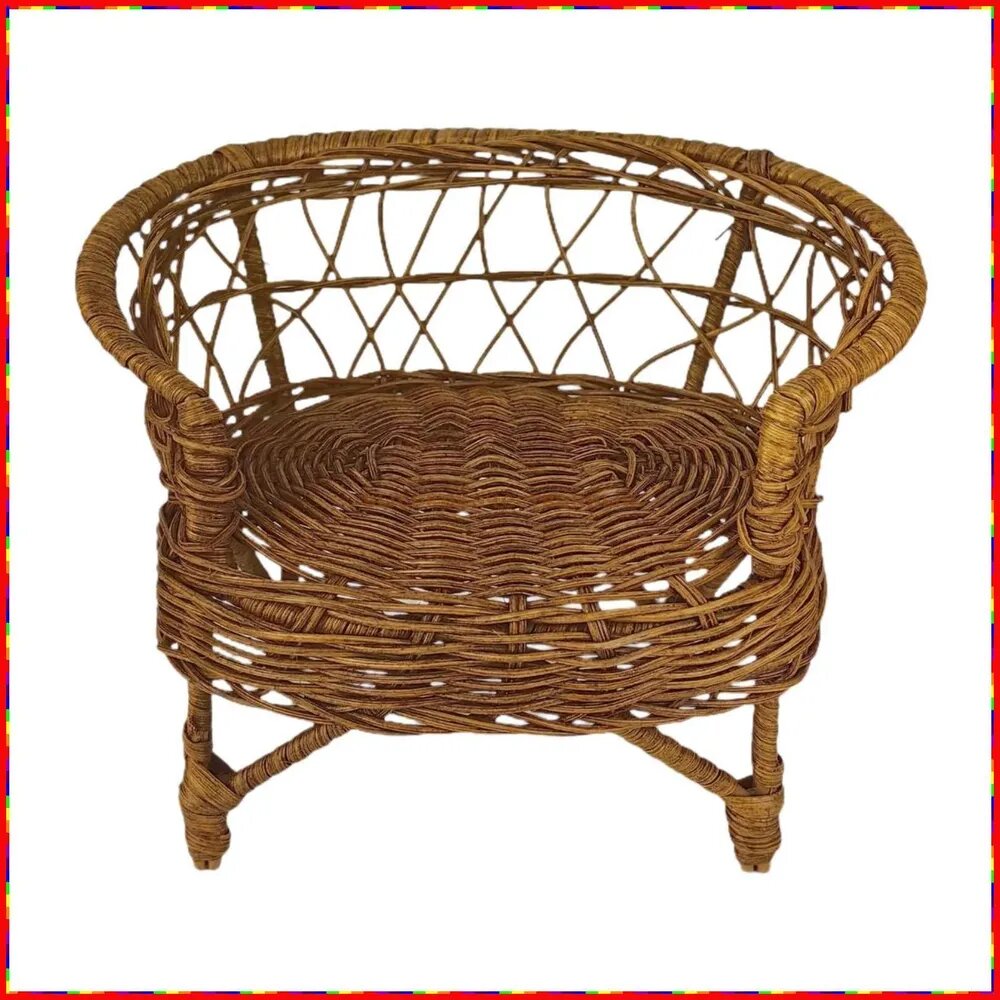 Миниатюрное плетеное кресло в стиле садовой мебели для кукольного домика, масштаб 1:12