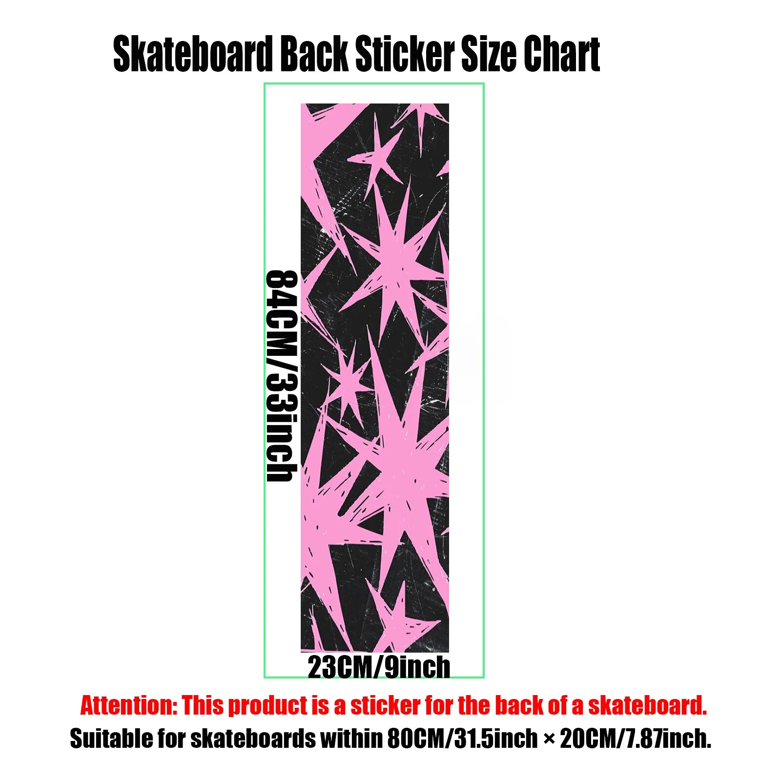 2D плоская наклейка для скейтборда "Модный черный с розовым звездным узором"