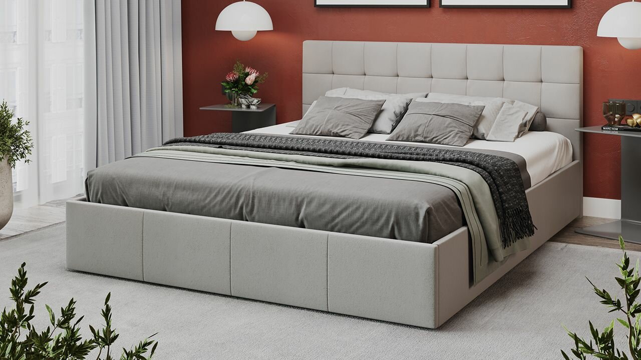 Кровать с ПМ Эмма (с подъемным механизмом) с заглушиной Велюр Confetti Silver