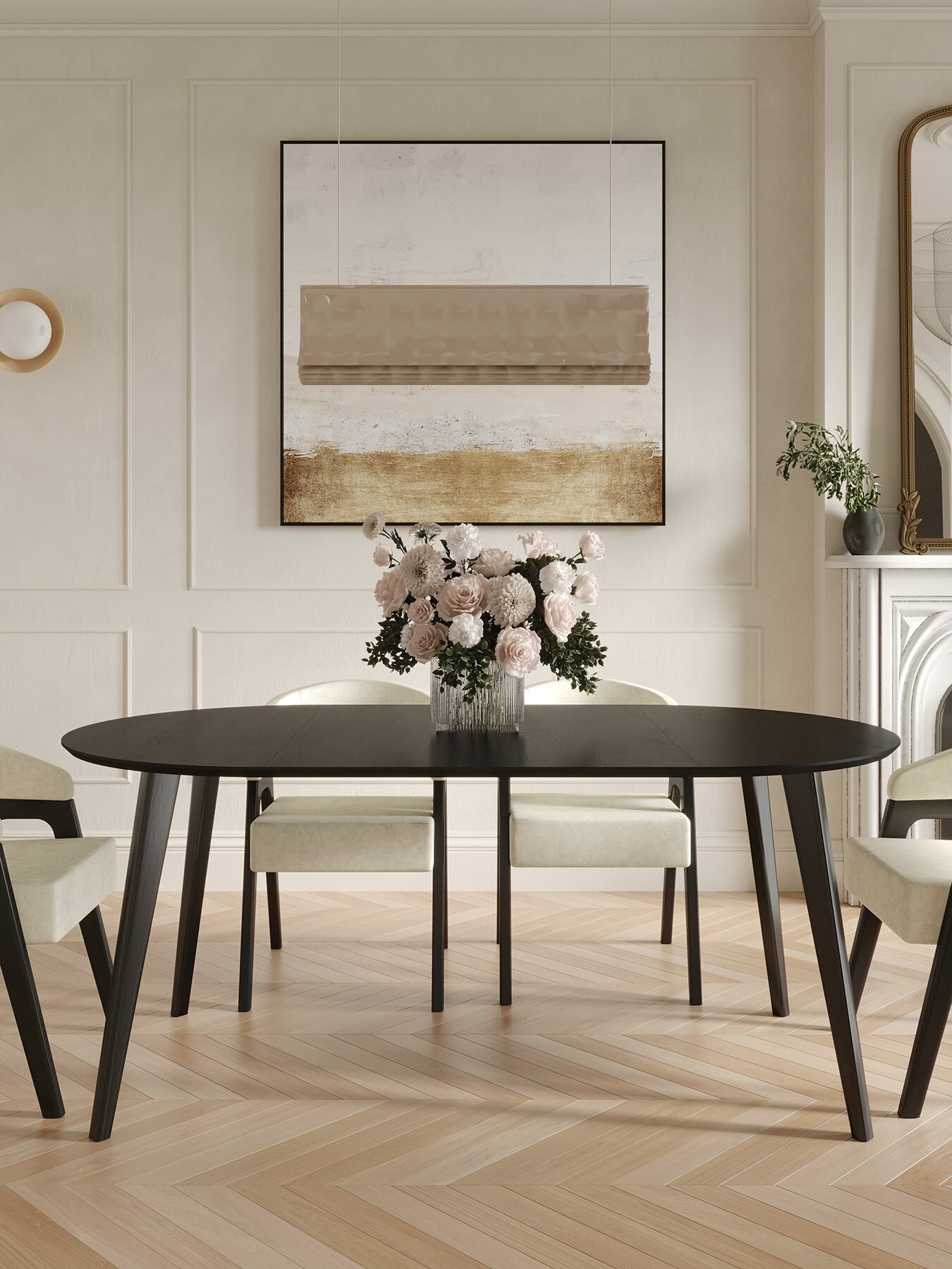 Стол раскладной обеденный круглый для кухни и гостиной, 100-180 см, чёрный, большой, Rogoletto Comfort