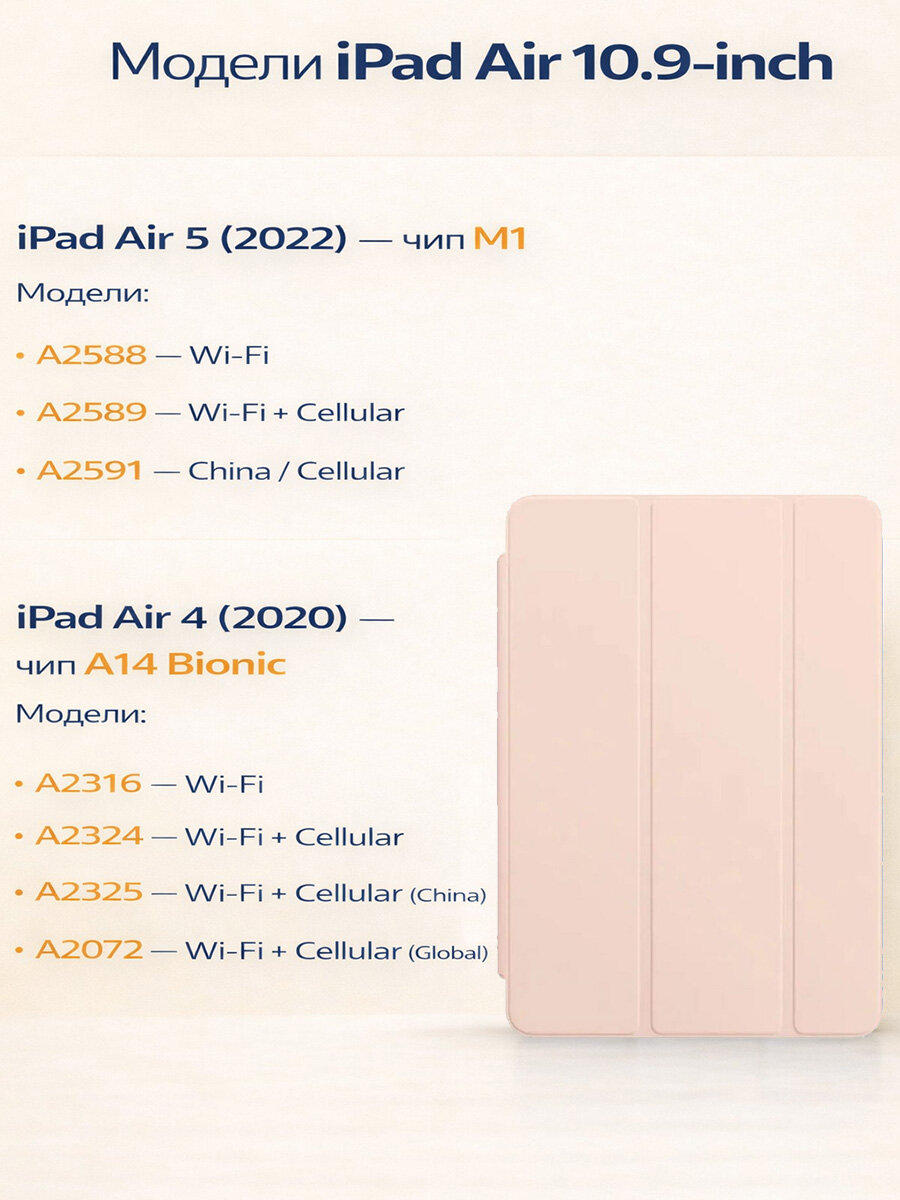 Чехол на Apple iPad Air 5 10.9" (2022) /Apple iPad Air 4 10.9" (2020), Smart Folio (магнитное крепление), мякоть грейпфрута
