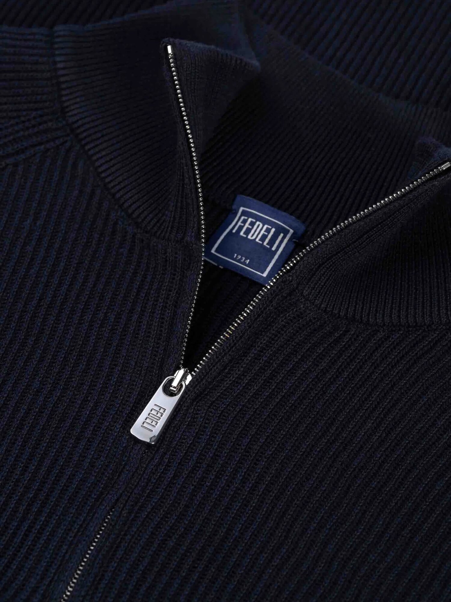 Свитер FEDELI Half-zip ribbed-knit sweater, размер 52 — фото 1