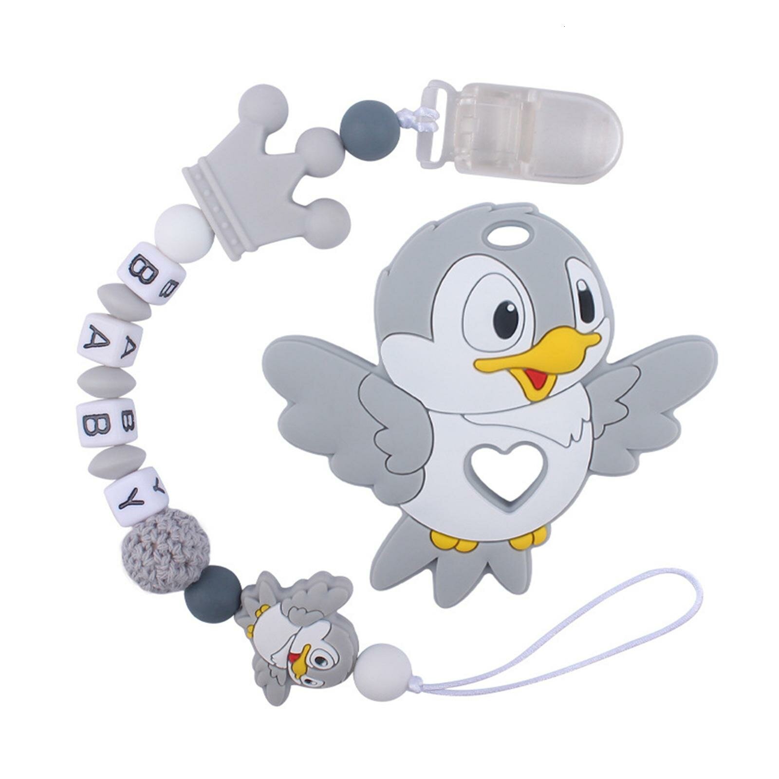 Силиконовый прорезыватель-прищепка для младенцев, Серый