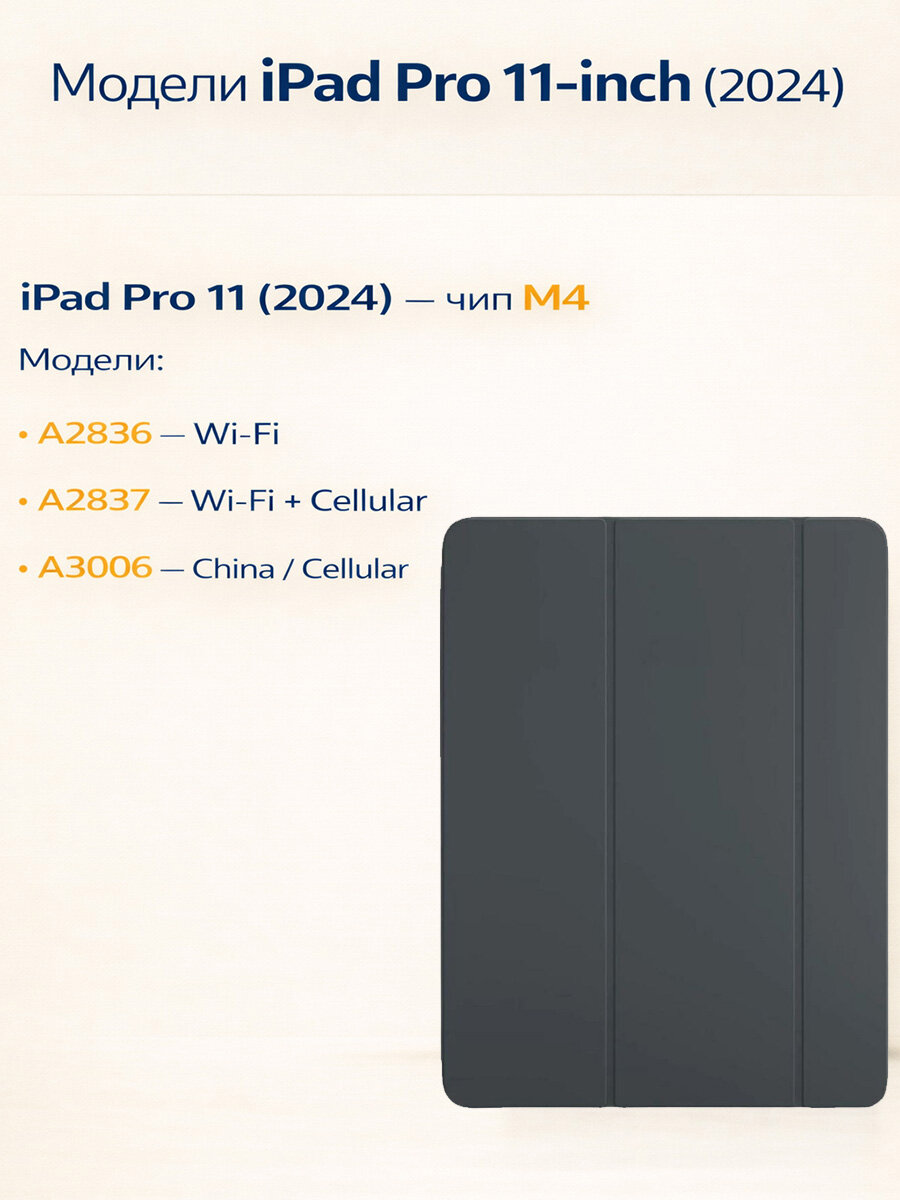 Чехол на Apple iPad Pro 11 (2024) / iPad Pro 11 (M4), Smart Folio (магнитное крепление), черный