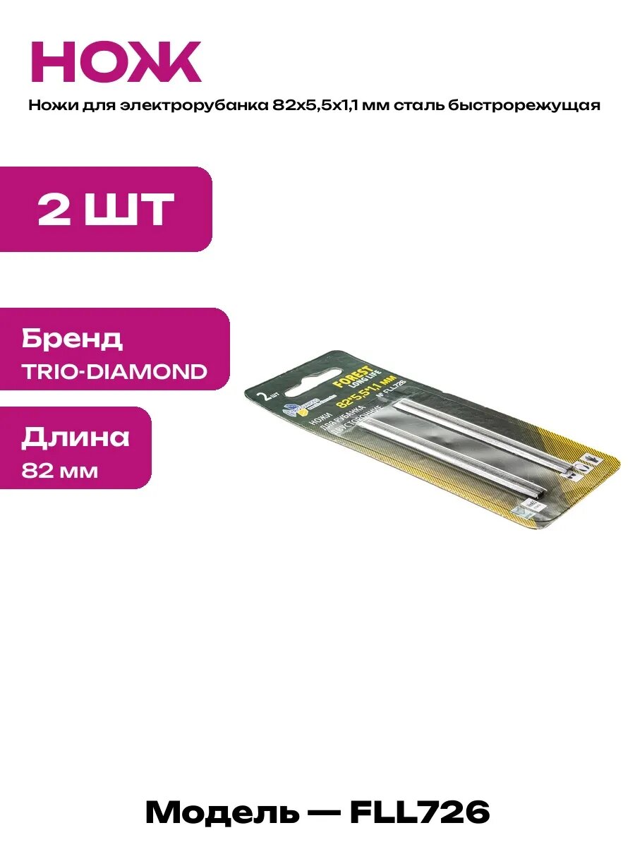 Ножи на электрорубанок 82х5,5х1,1 мм быстрорежущие стальные