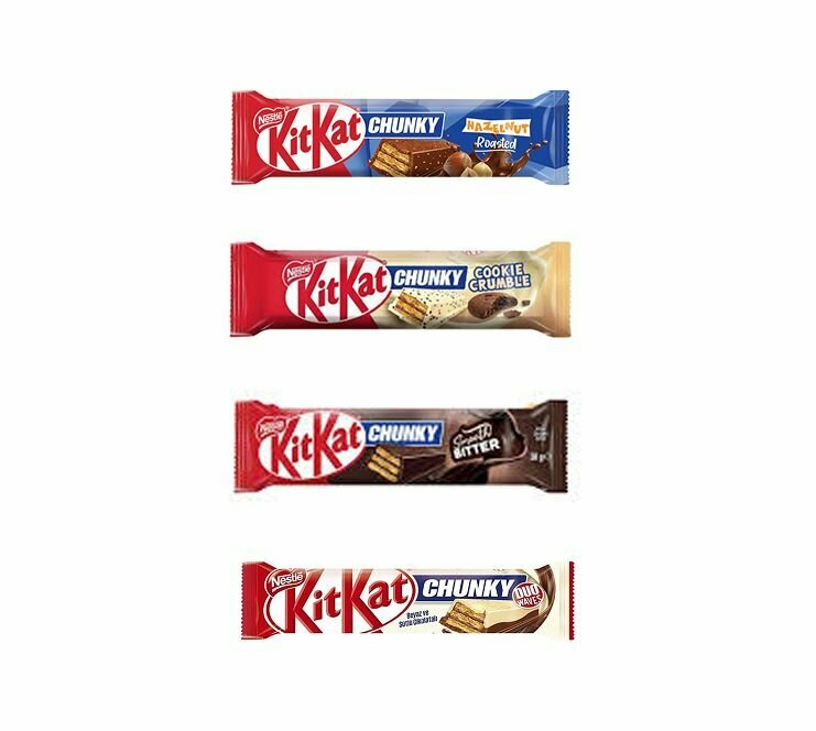Ассорти шоколадных батончиков KitKat Chunky Duo Waves, Hazelnut, Smooth Bitter 38г