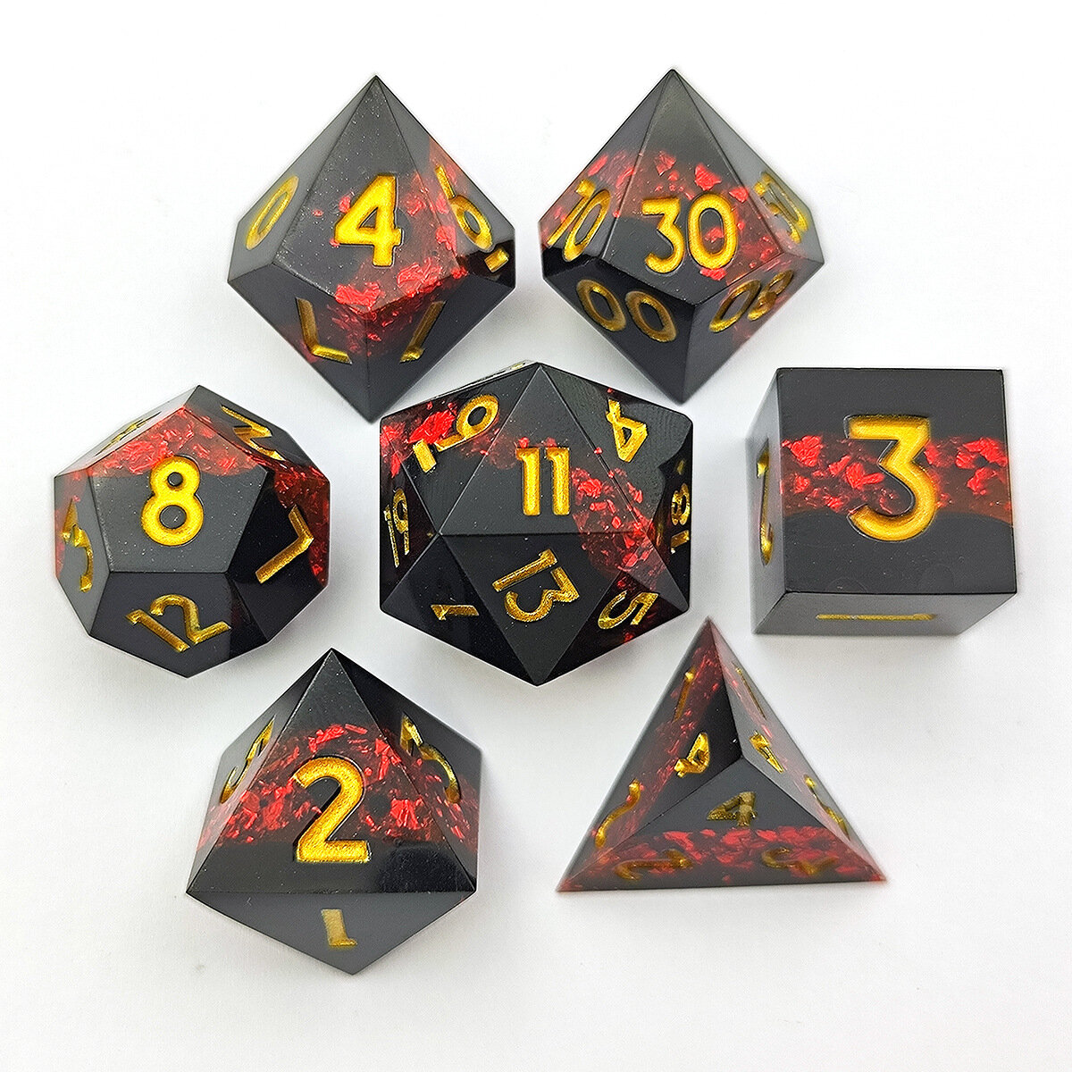 Кубики DND COC Running Group D20, с клипсой, с символами из красного золота