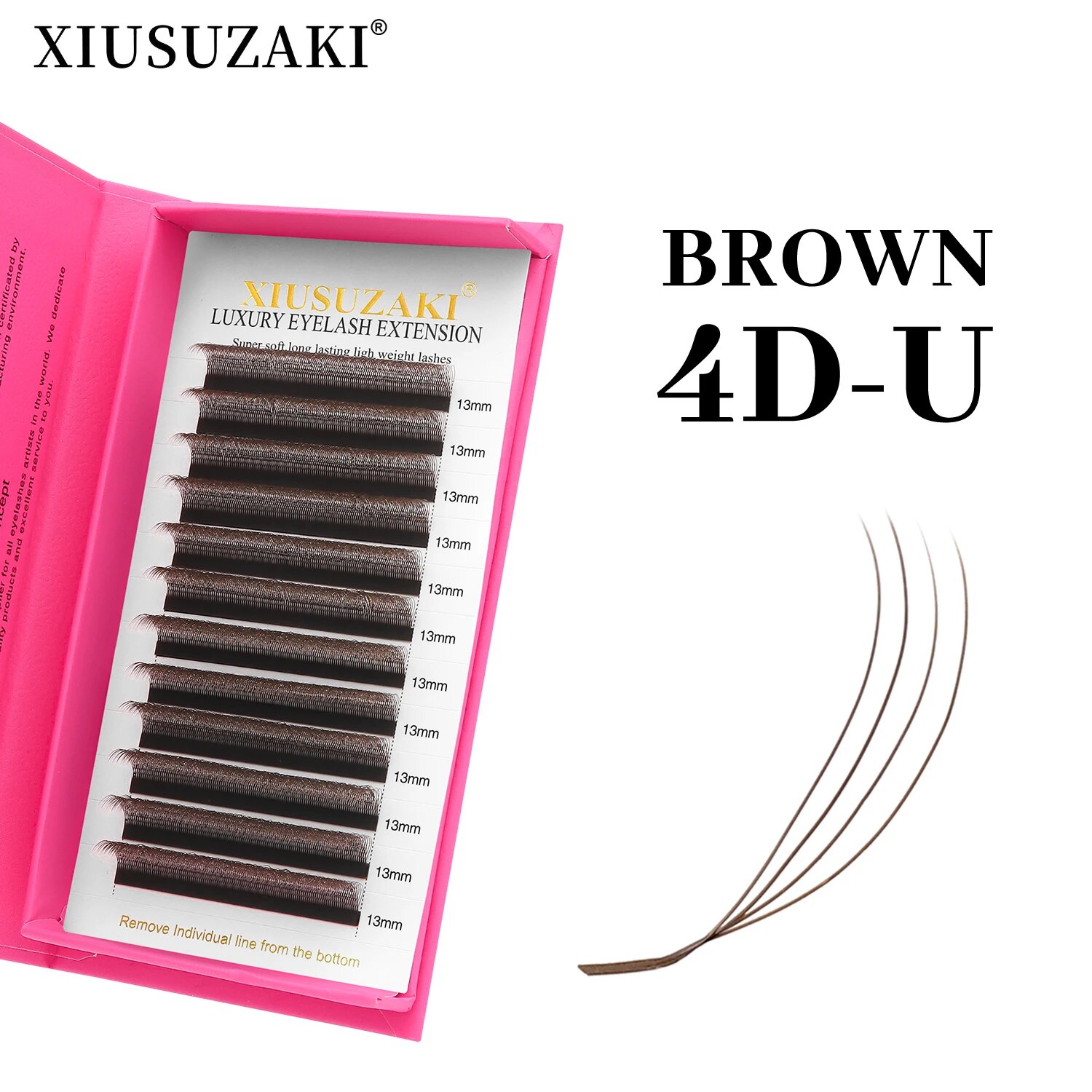 XIUSUZAKI Brown 4D-U ресницы, изгиб C, 10 мм