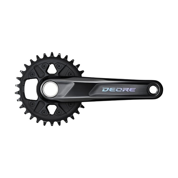 Система Shimano Deore M6100-1, 1x12 скоростей, 170 мм, интегрированный вал, 32T, без каретки, без упаковки. Черный