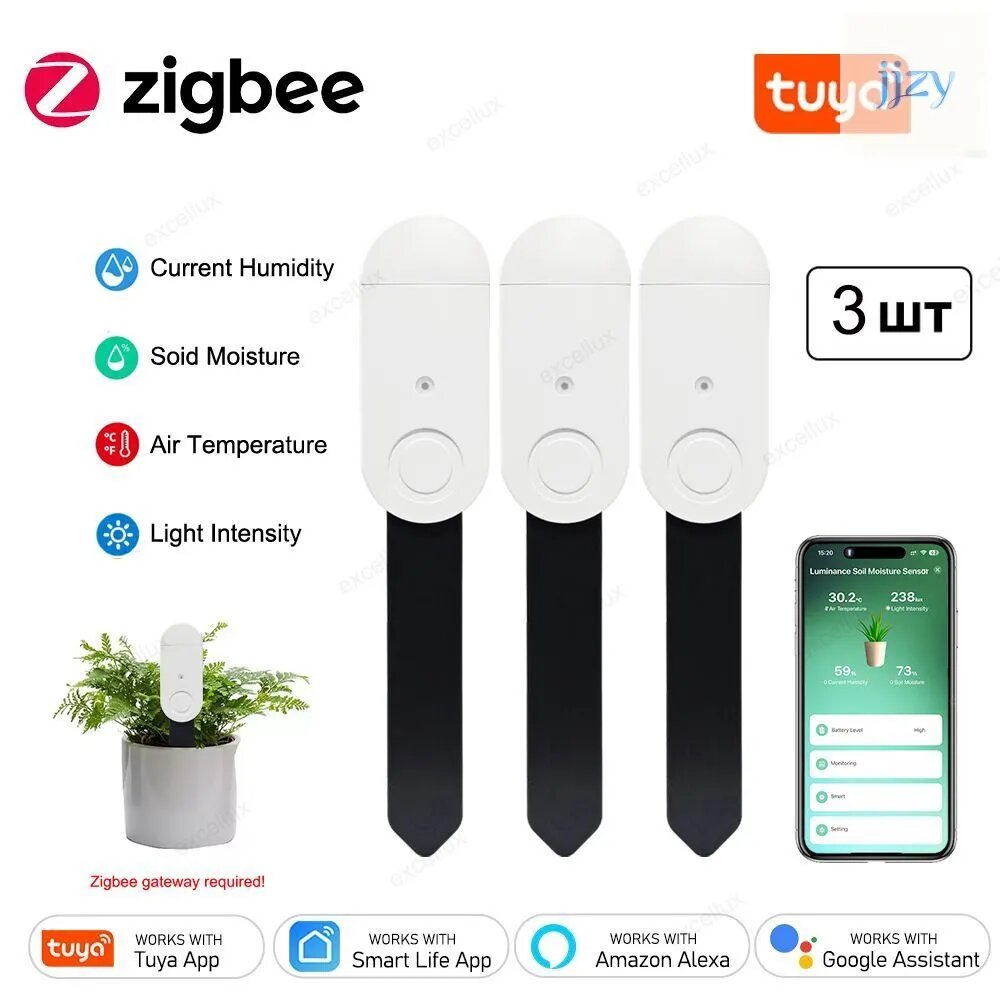 Tuya Датчик влажности и температуры почвы Zigbee, Определение яркости