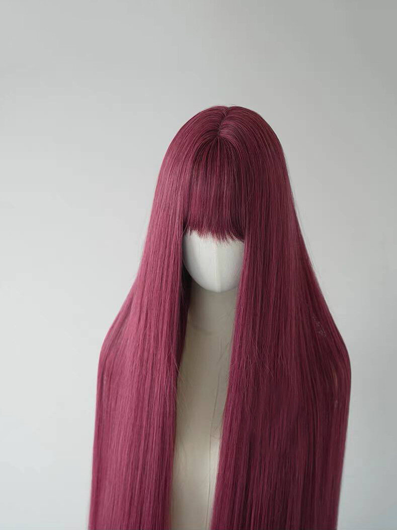 Парик "HARDDOLLS" для косплея, искусственные волосы, малиново-красный, длина 130 см — фото 1