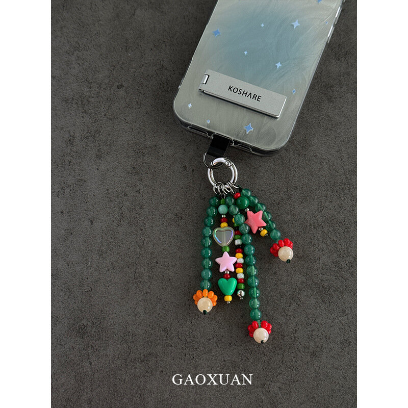 Персонализированная креативная цепочка для телефона ручной работы из бусин, модный летний свежий и изысканный аксессуар для сумки, брелок для автомобильных ключей.