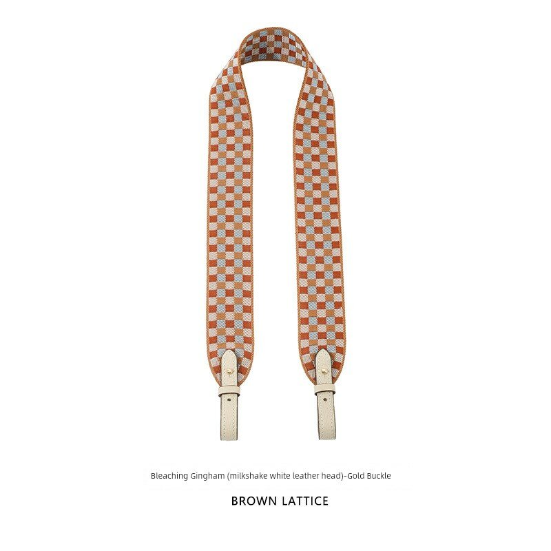Женский холщовый ремень для Hermes Lindy 26 с коричневой клеткой и золотой пряжкой, длина 100 см