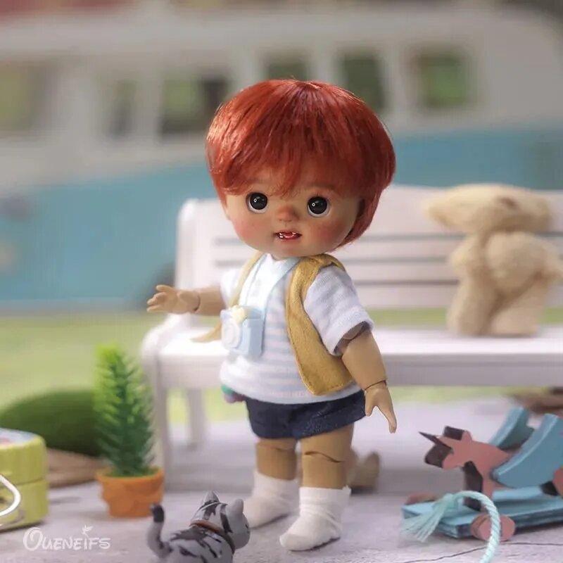 Glod 1/8 BJD Мальчик Кукла Полный комплект полосатой одежды Игрушки из смолы