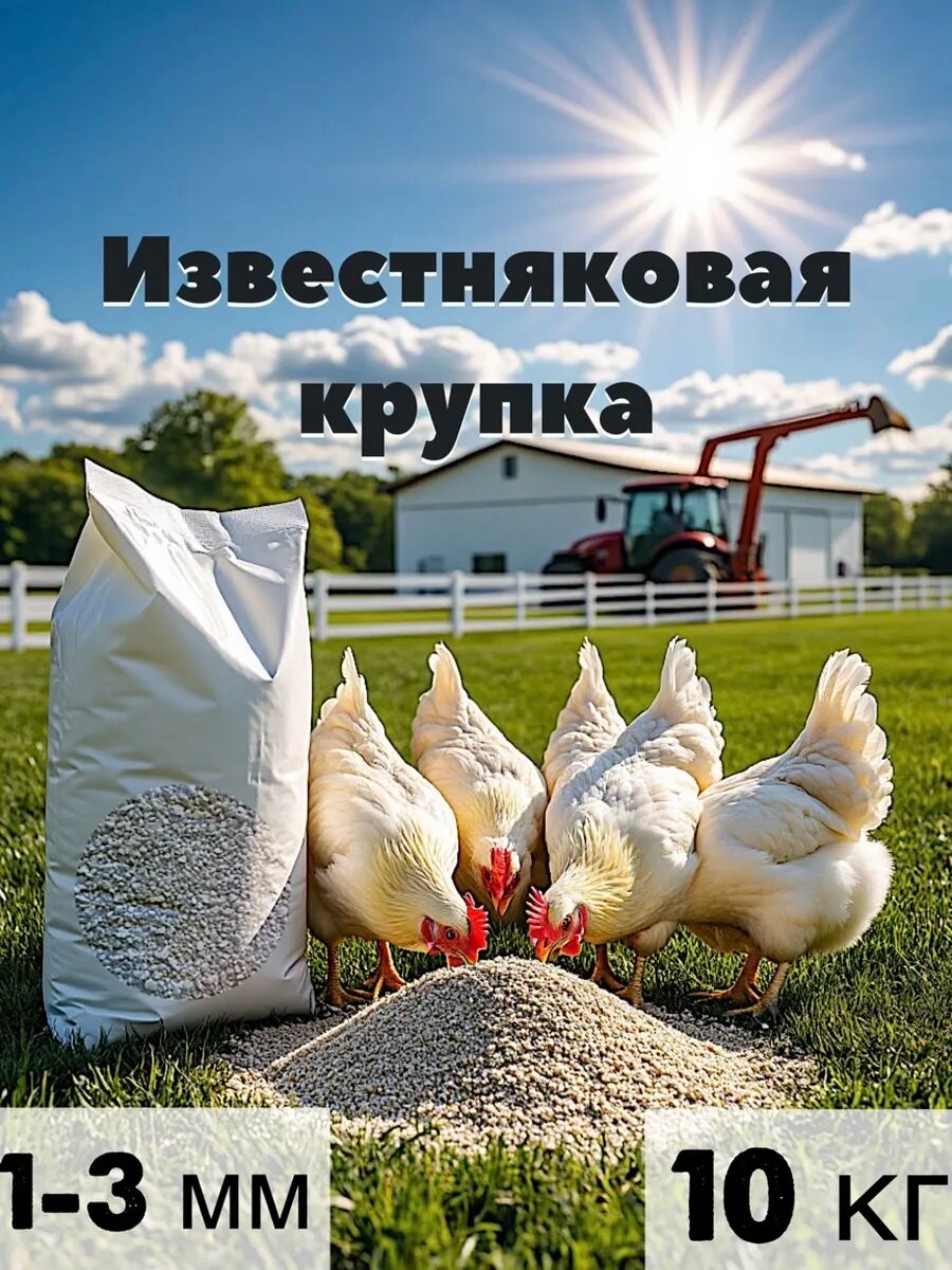 Известняковая крупка для кур несушек 10 кг фракция 1-3 мм добавка