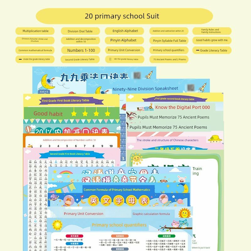 Полный набор математики для 1-6 классов - 20 листов