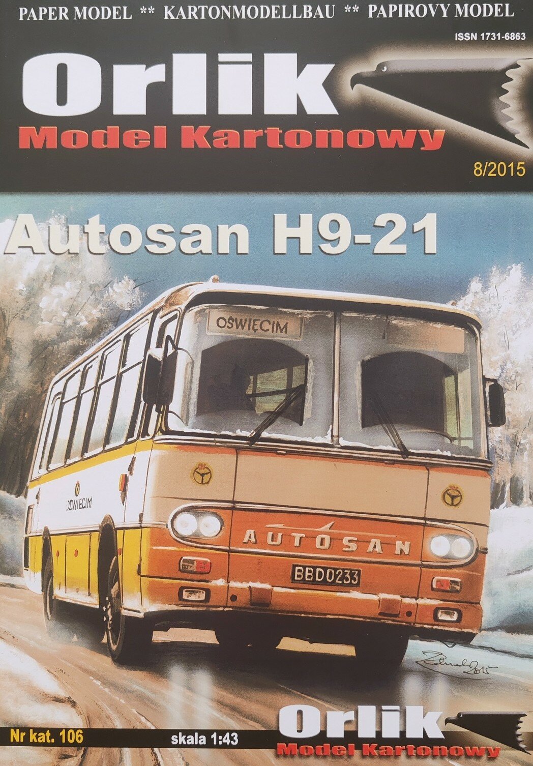 Сборная бумажная модель Автобус Autosan H9-21 - Orlik №106 (журнал)