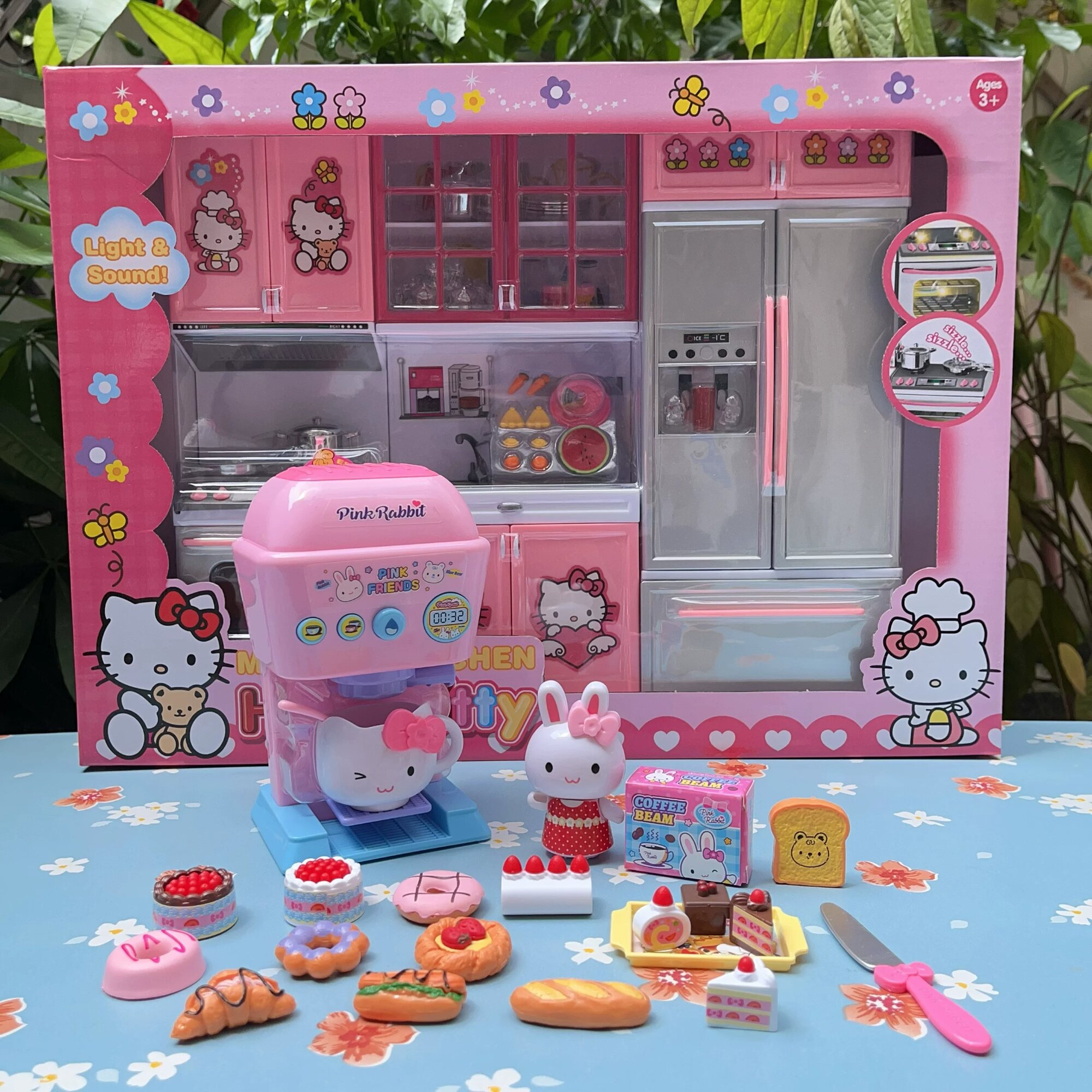 Набор игрушечной кухни Hello Kitty 3 в 1 с кофемашиной, издающей воду, для девочек