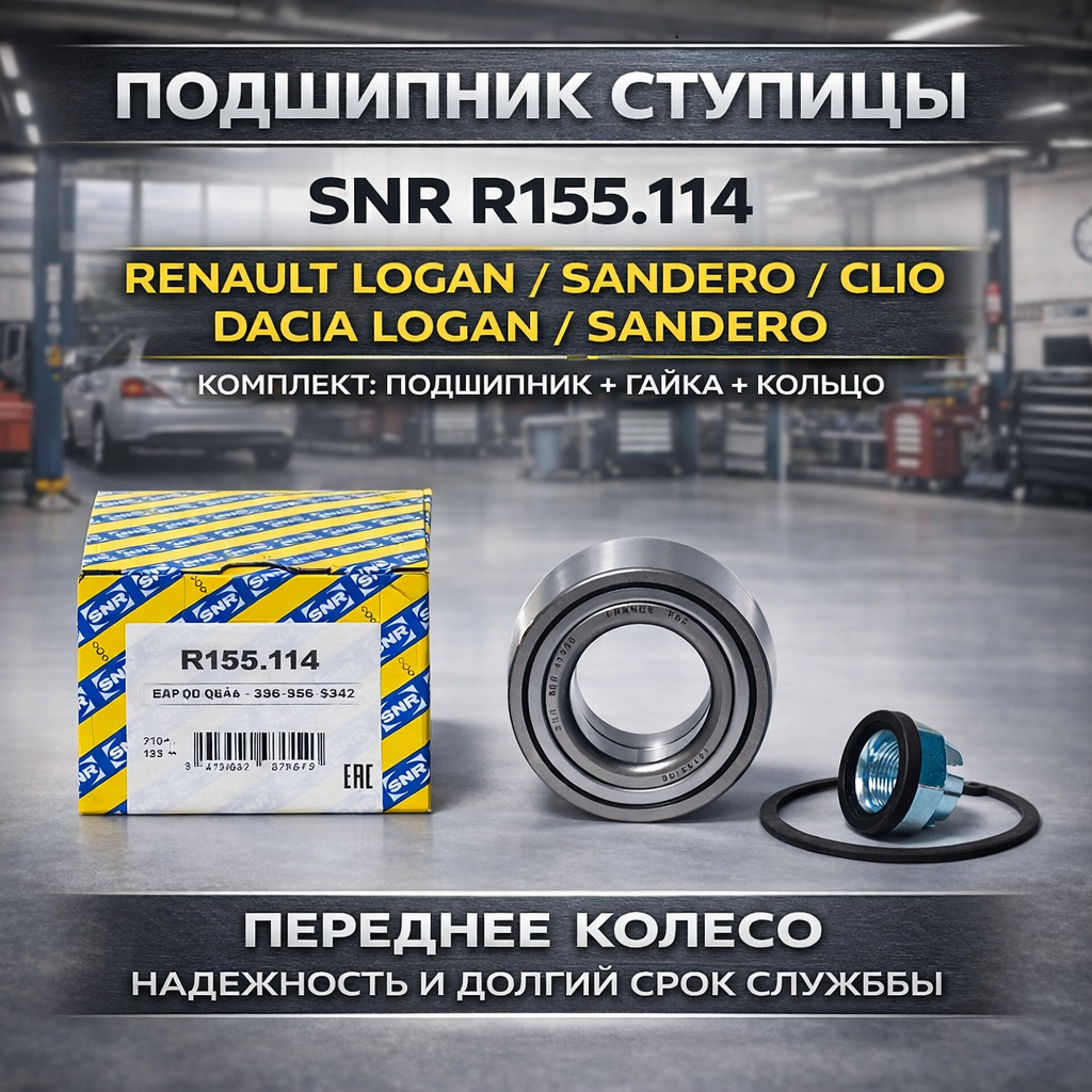 Подшипник ступицы SNR R155.114 передний Renault Logan Sandero Clio Dacia Logan Sandero комплект