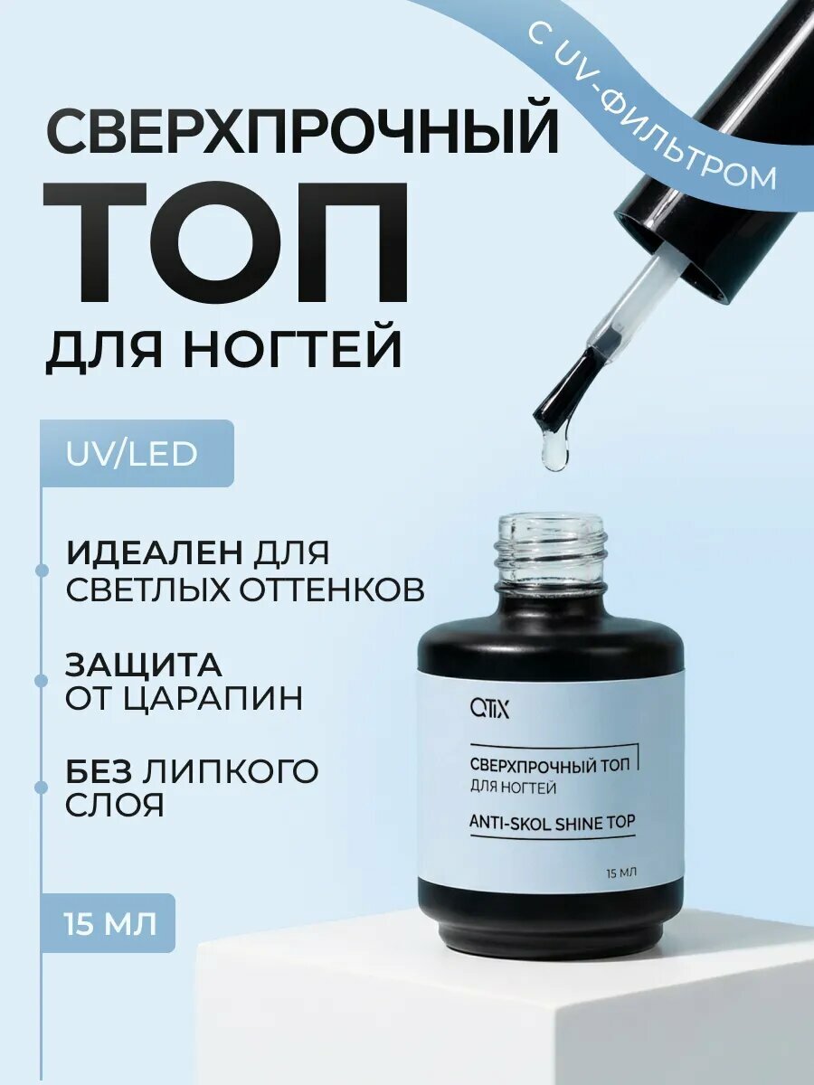 Сверхпрочный топ для ногтей Anti-Skol Shine Top