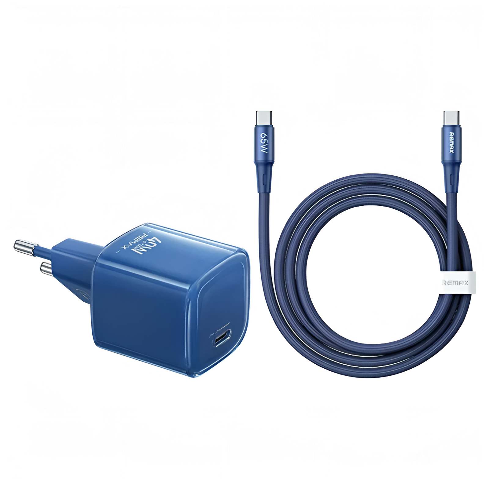Зарядное устройство Блок Remax GaN, USB-C, 60 Вт, с кабелем, синее