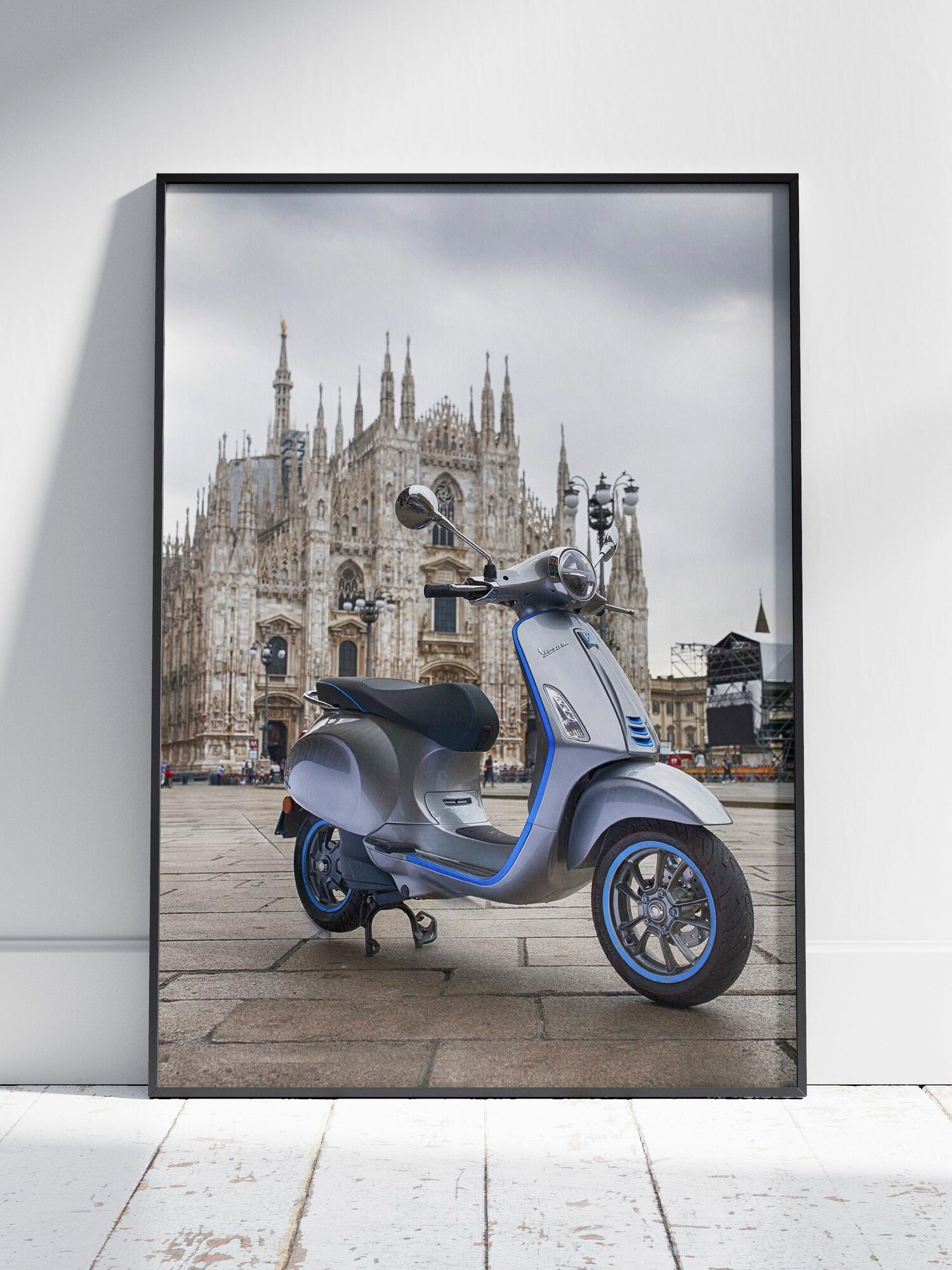 Плакат на стену для интерьера Техника и транспорт (Веспа Элеттрика - Vespa Elettrica 2) - Постер по транспорту формата A4 (21x30 см)