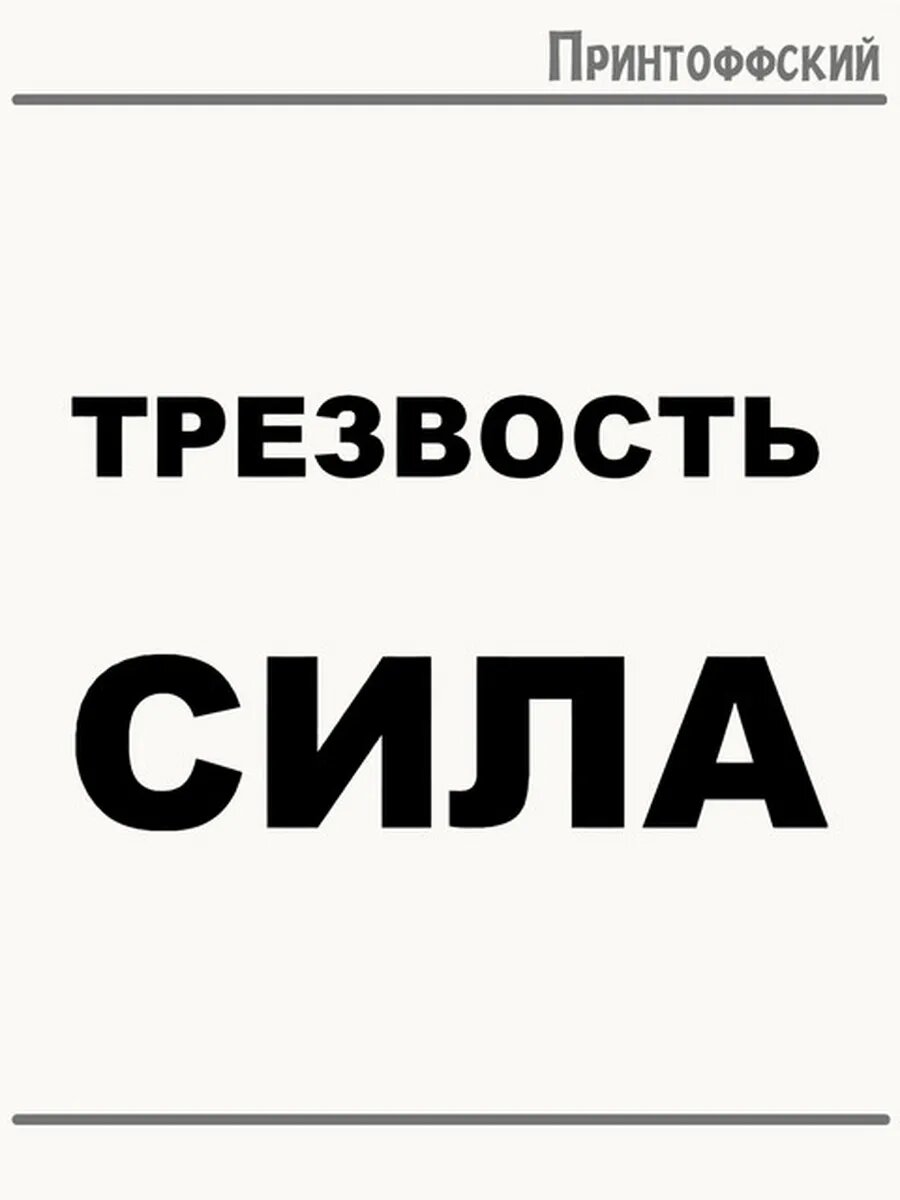 Термонаклейка для одежды и аксессуаров DTF-печать трезвость сила