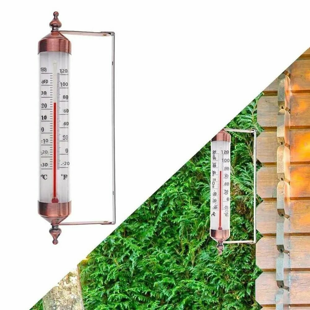 Термометр настенный уличный ZM1081, медный корпус, двойная шкала -30 C до +50 C