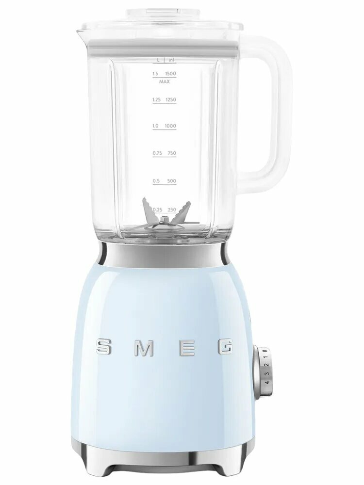 Стационарный блендер Smeg BLF03PBEU, 800 Вт, 4 режима, 1 насадка, голубой