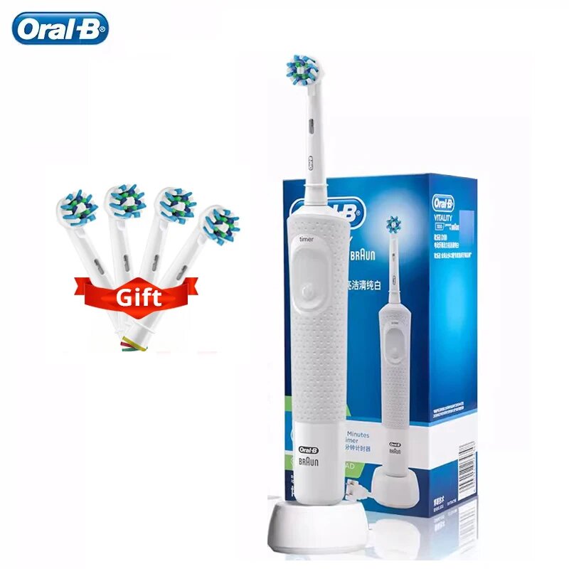 Oral B Vitality Cross Action электрическая зубная щетка чёрная/белая White 4 heads